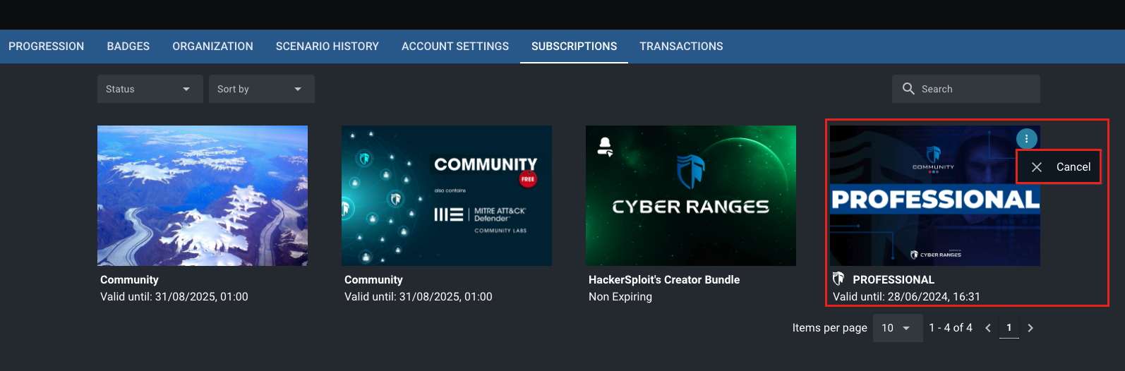 How to cancel my subscription – CYBER RANGES (EN)