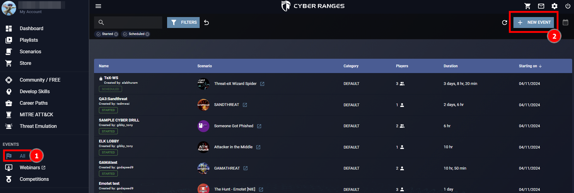 Creating a lobby – CYBER RANGES