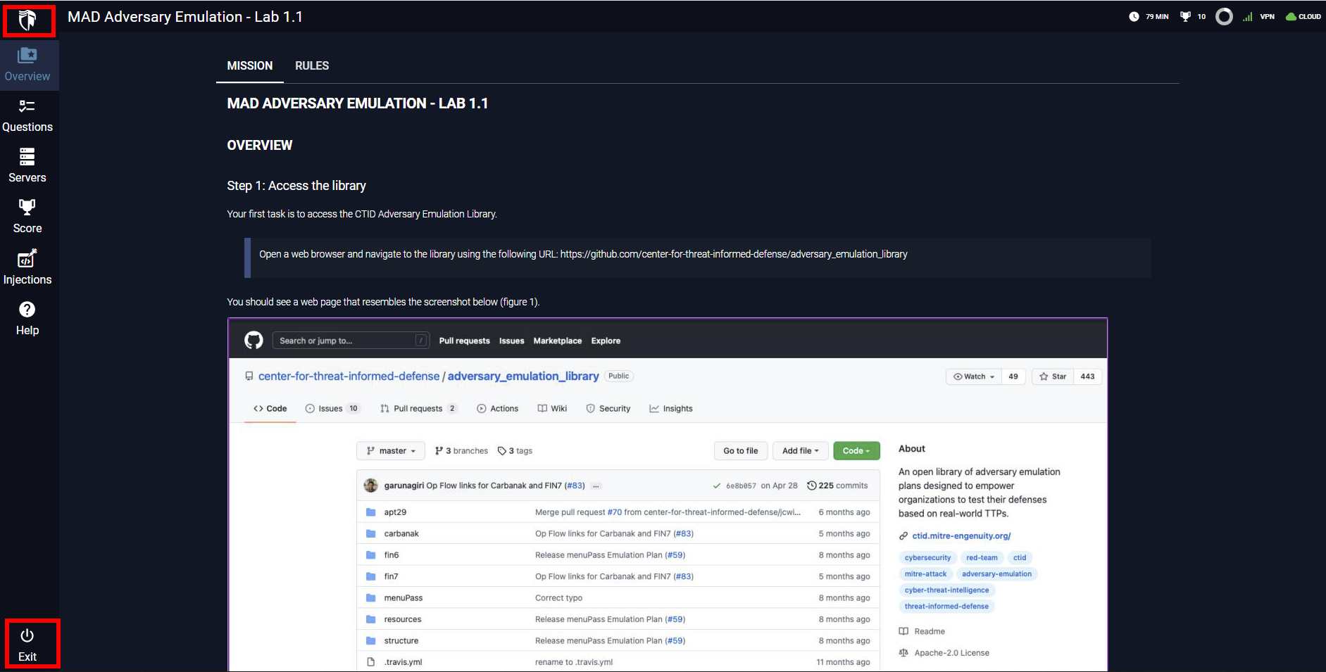 How to play a scenario – CYBER RANGES (EN)